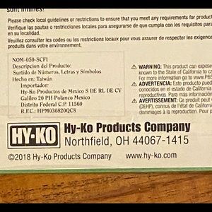 HY-KO Products Company | Office | Hyko Products Selfadhesive Numbers ...